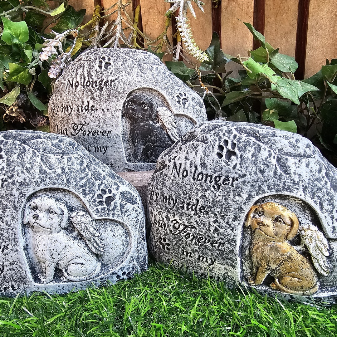 One Dog Angel Concrete Memorial, Cement Memorial Figurine, Cement Dog ...