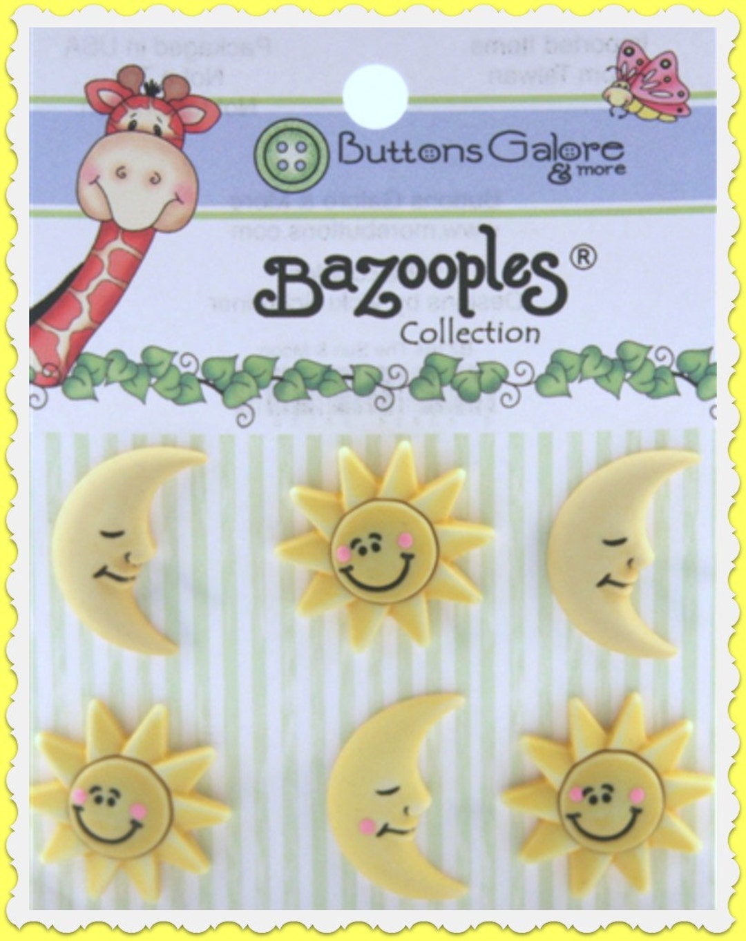Sun and Moon Buttons Galore Novelty Designer Buttons 6 Buttons on Card ...