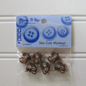 Sew Cute Monkeys Buttons Six to a Set - Etsy