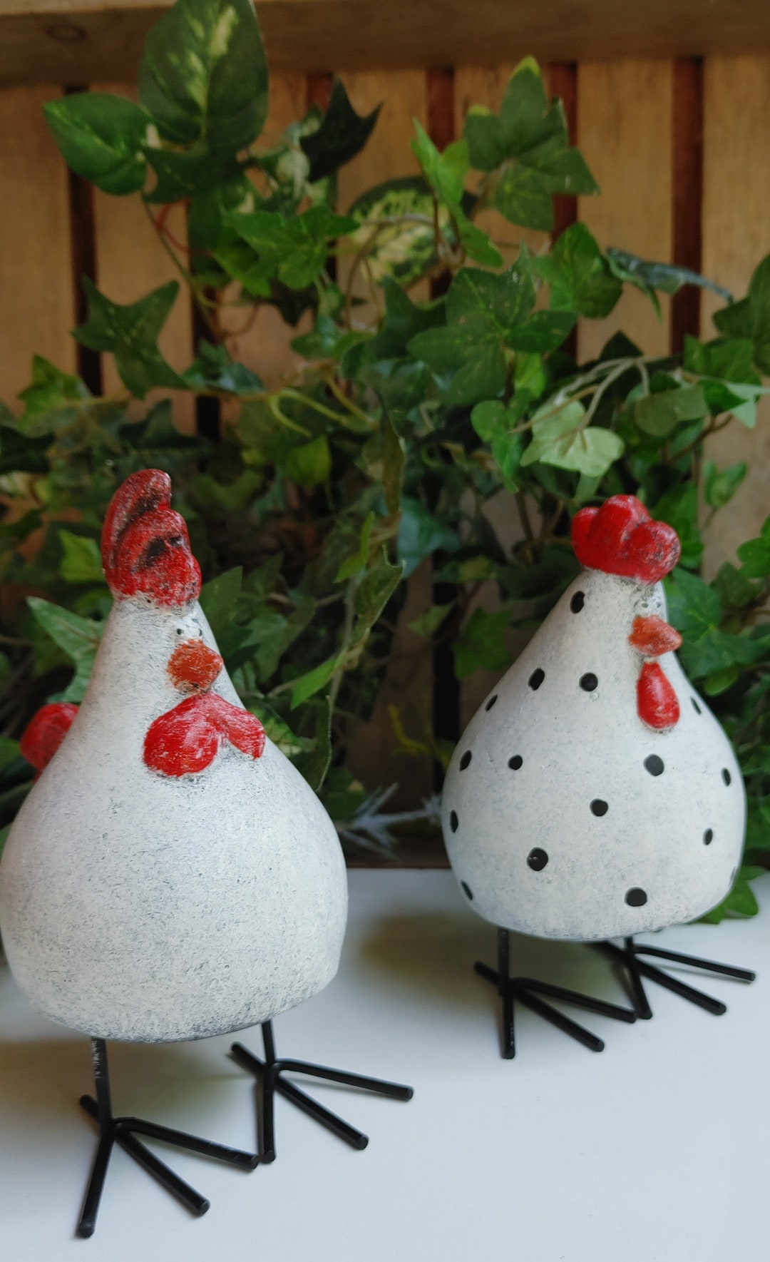 Concrete Hen or Rooster With Metal Legs: Garden Decor - Etsy