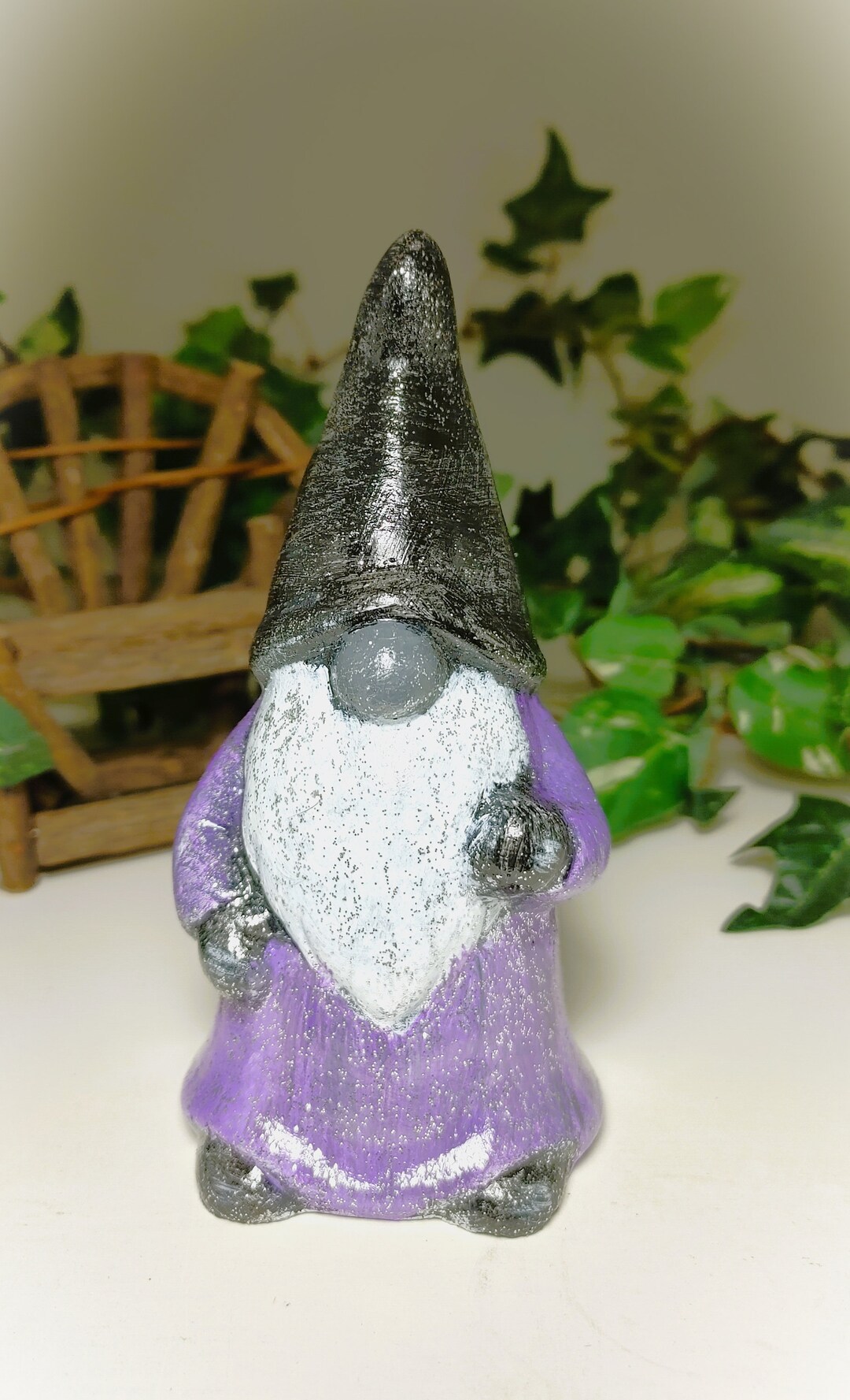 5" Concrete Wizard Gnome, Cement Figurine, Cement Gnome, Concrete ...