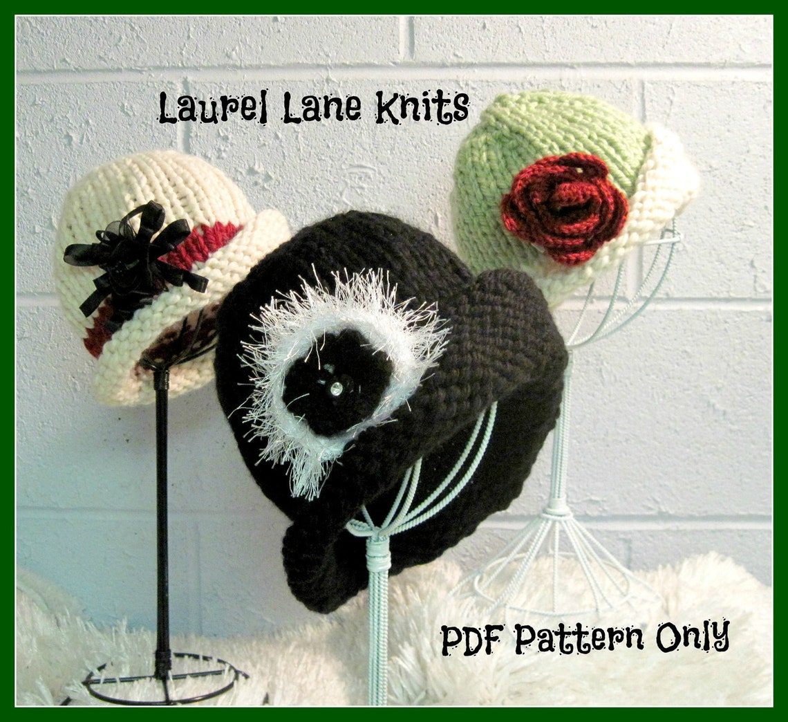 Flapper Cloche Hat in Bulky Yarn Knitting Pattern Sized Child Teen and ...