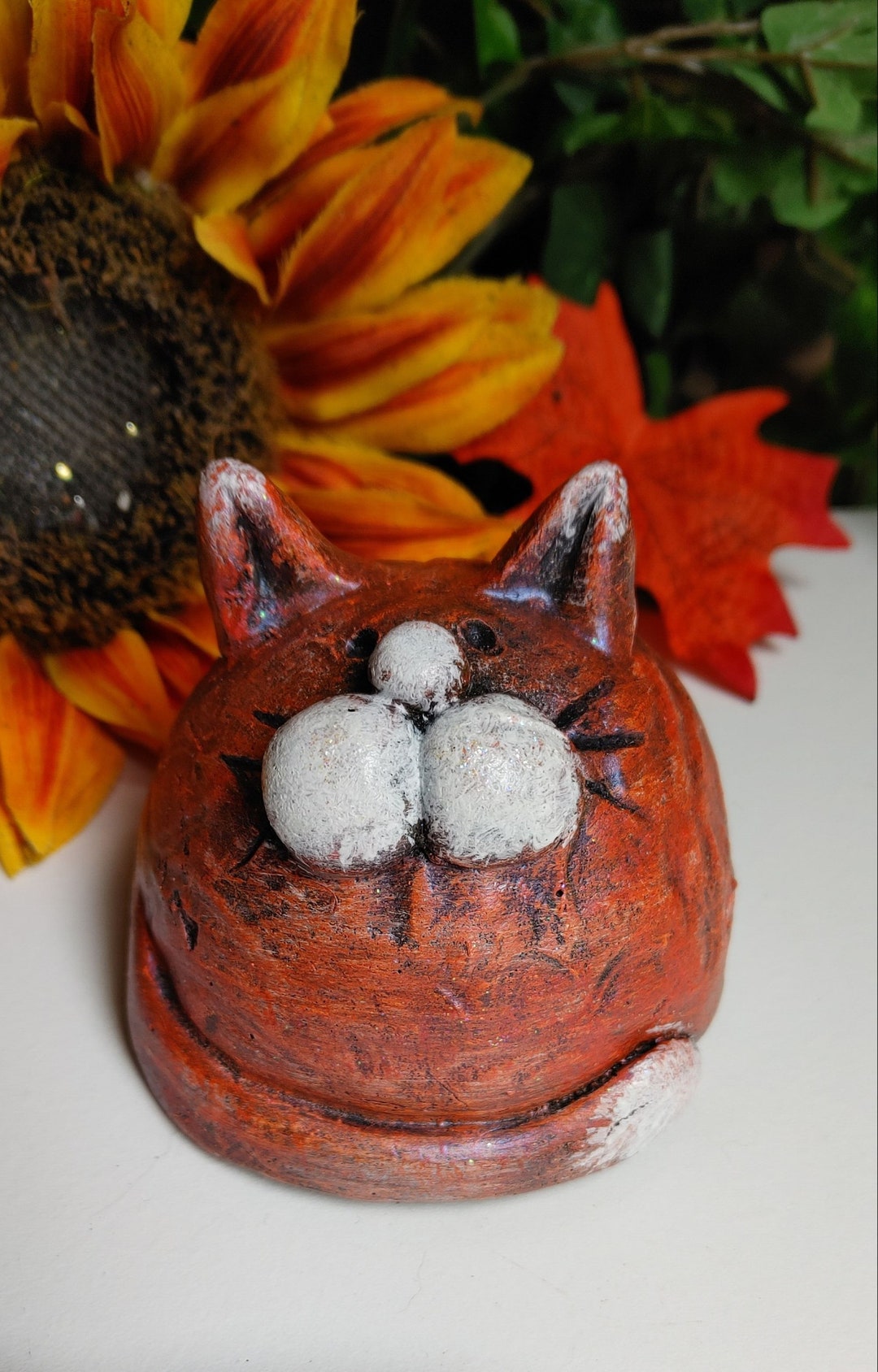Whimsical Cement Cat Figurine: Handcrafted Concrete Paperweight - Etsy