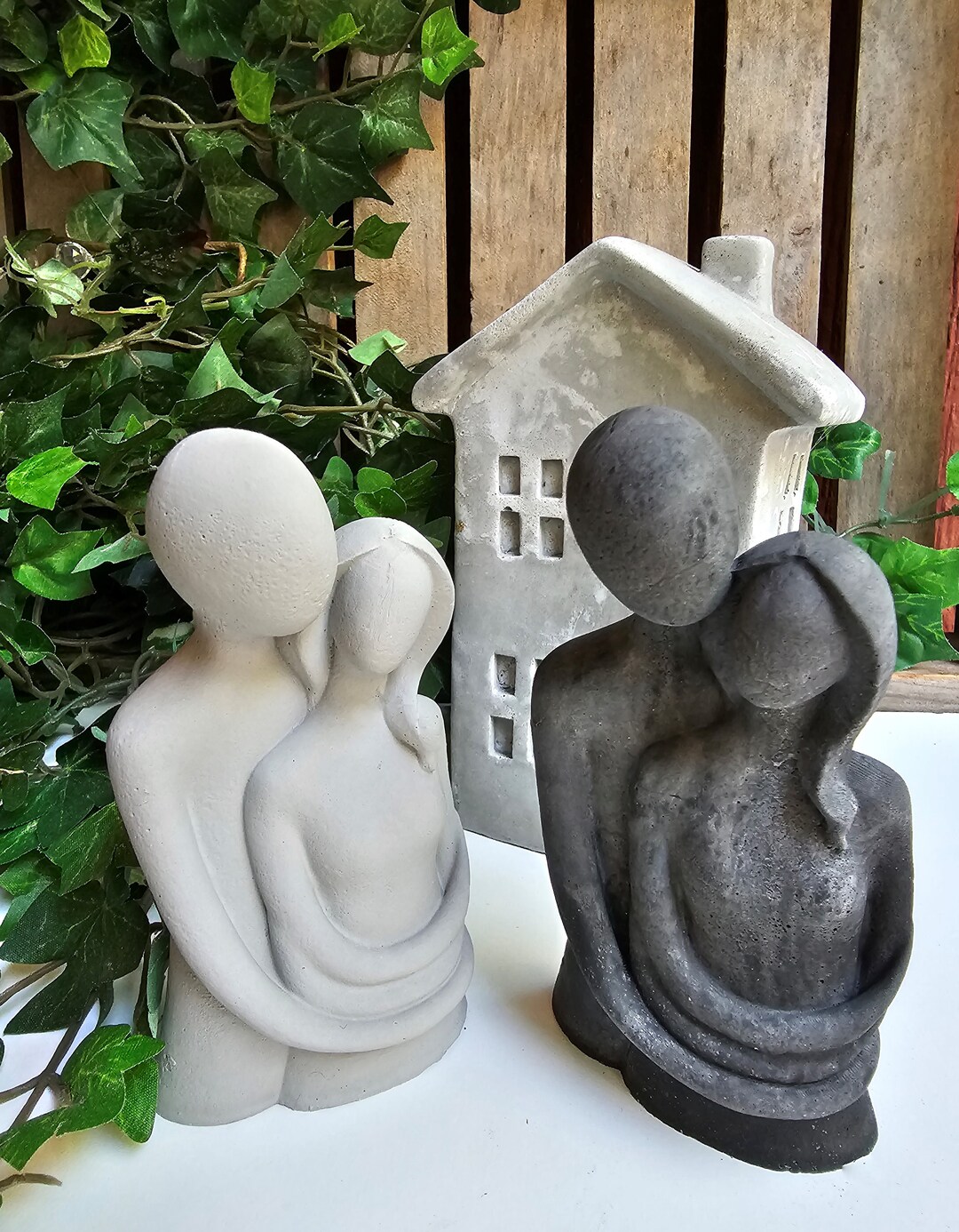 Concrete Hugging Male and Female, Cement Figurine, Cement Woman and Man ...