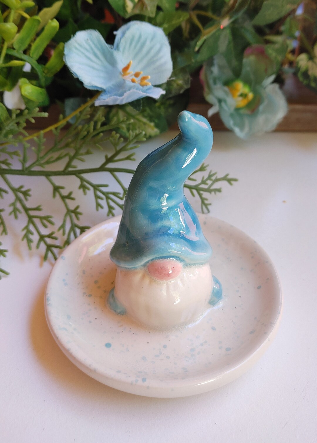 Teal Ceramic Gnome Ring Holder, Ring Holder, Teal Gnome Ring Holder, 3. ...