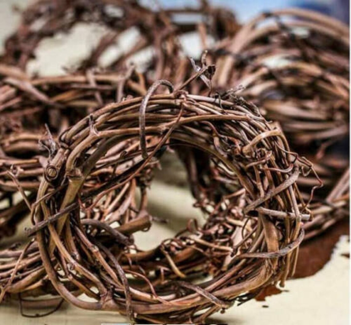 Set of Three Small 4" Diameter Natural Grapevine Wreath - Etsy