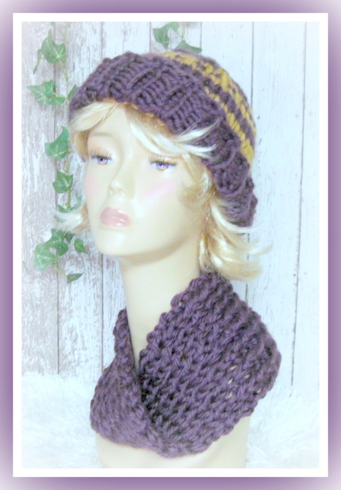 School or Team Colors Hat and Mobius for Child and Adult Knitting ...