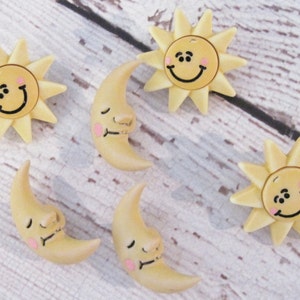 Sun and Moon Buttons Galore Novelty Designer Buttons 6 Buttons on Card ...