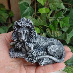 Lion and Lamb Figurine in Concrete, Lion and Lamb Cement Figurine ...