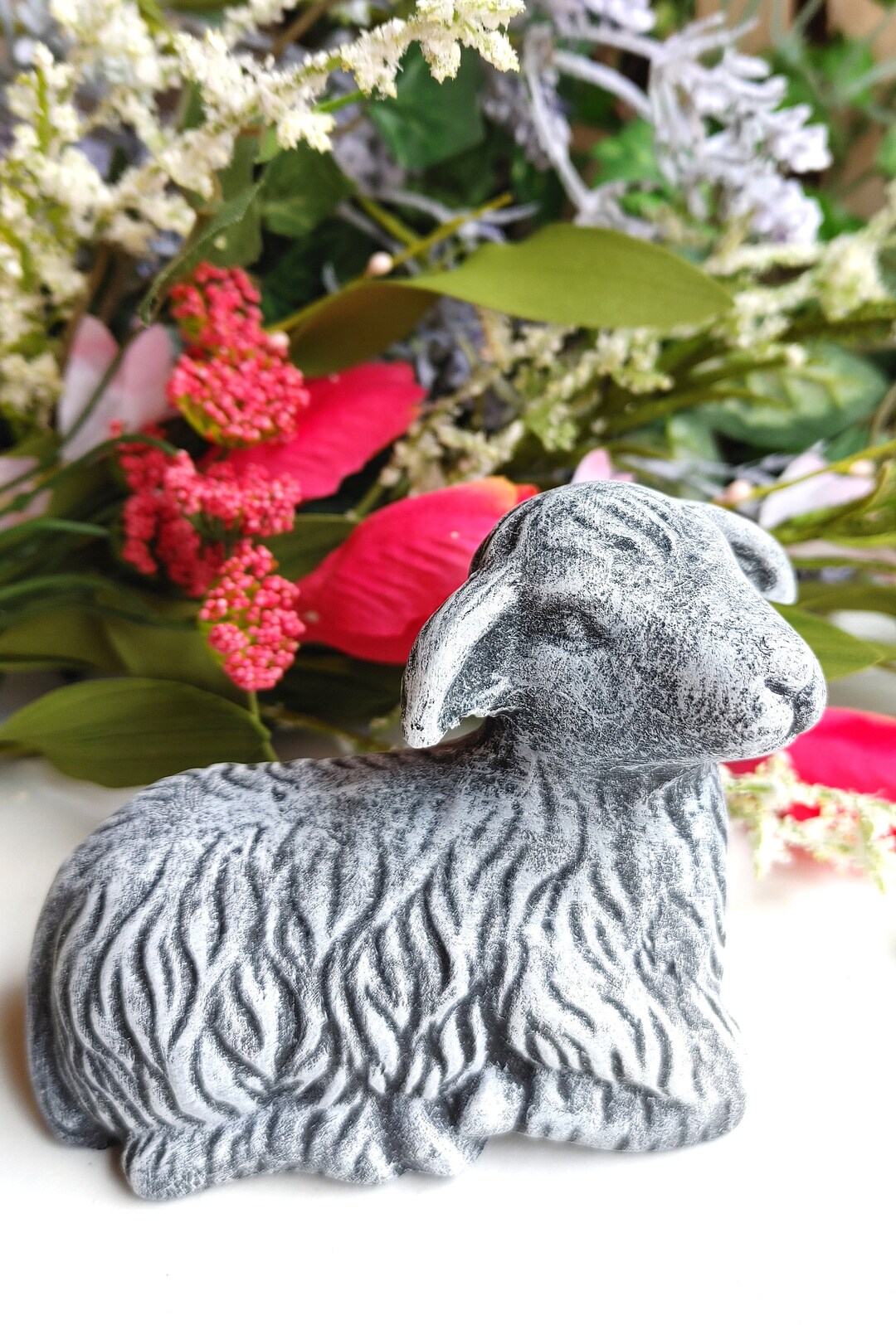 Lamb Figurine in Concrete, Lamb Cement Figurine, Cement Lamb, Concrete ...