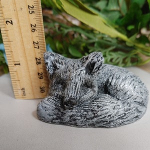 Little Sleeping Silver Fox, Concrete Fox, Cement Figurine, Cement Fox ...