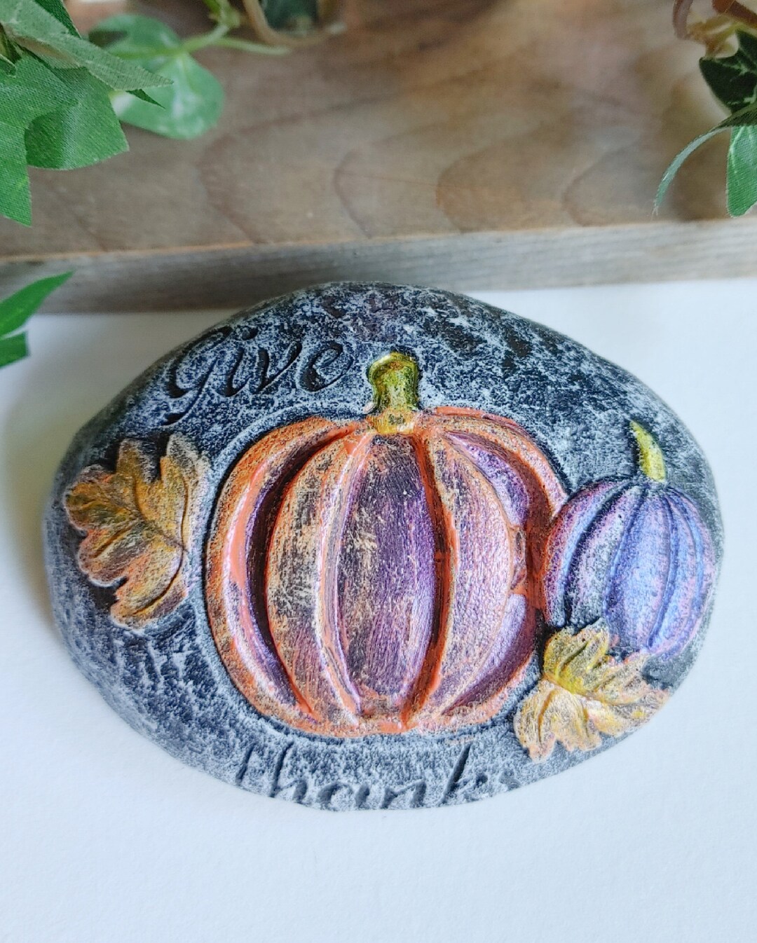 Give Thanks Rock, Concrete Rock, Cement Rock, Rock Thanks, - Etsy