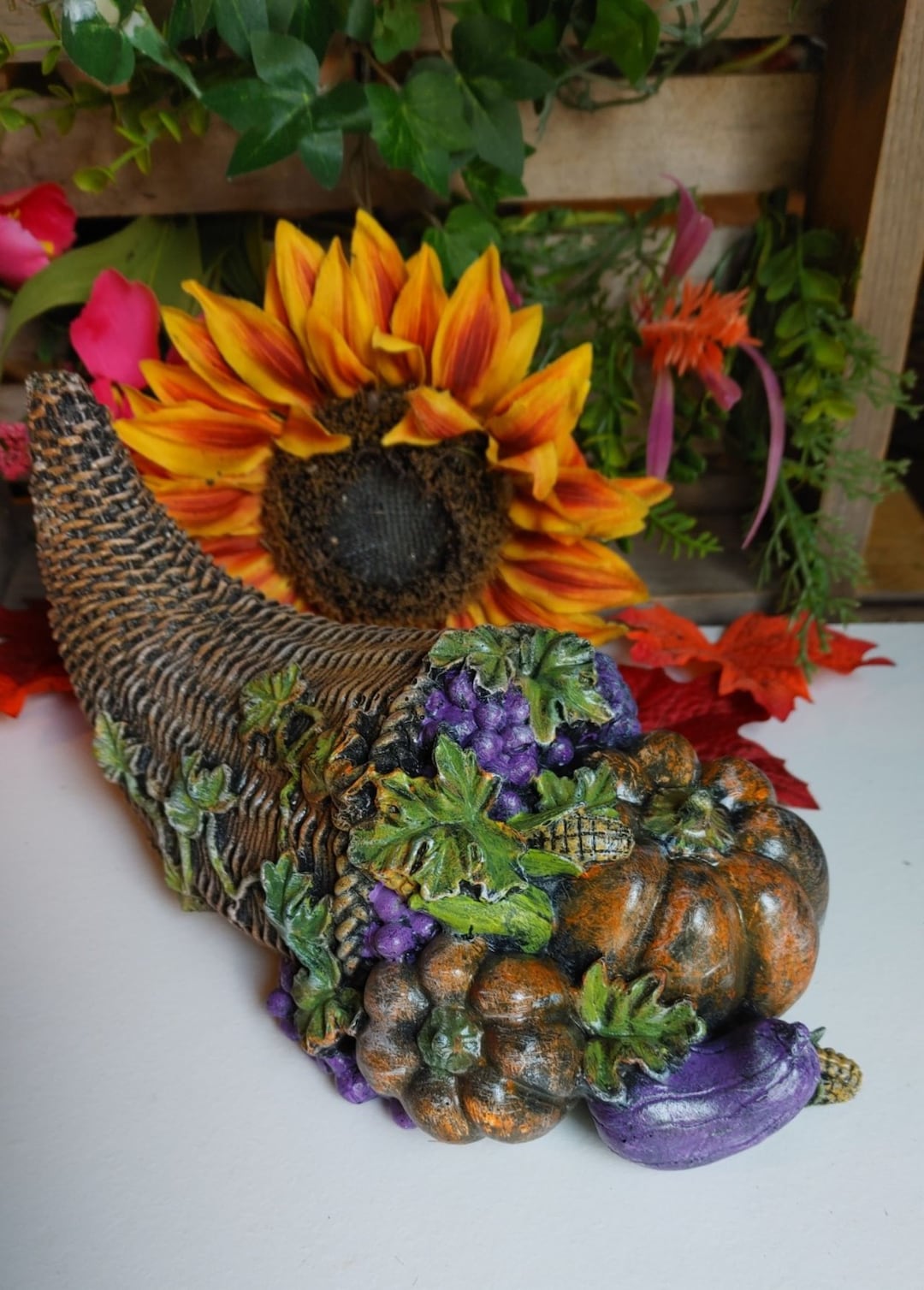 Handcrafted Concrete Cornucopia: Thanksgiving Harvest Decor - Etsy
