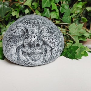 Concrete Rock, Cement Garden Rock Face, Concrete Garden Face, Happy ...