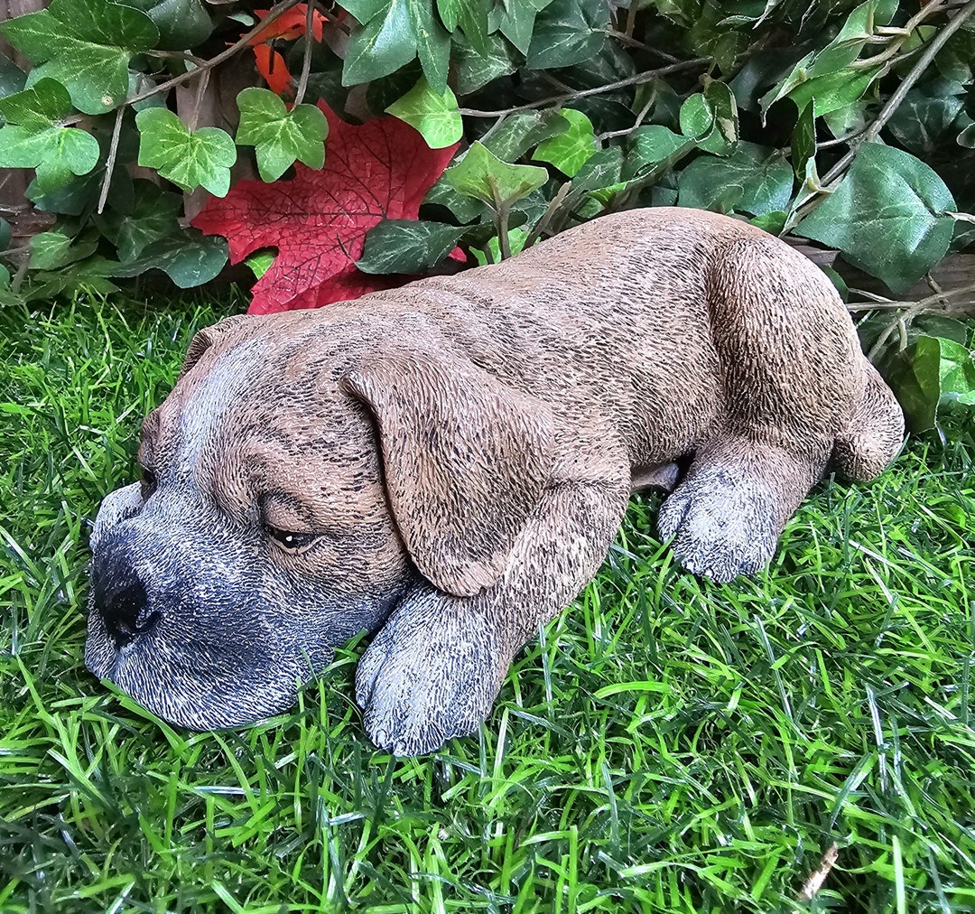 Concrete Boxer Puppy Cement Figurine Cement Puppy Concrete Dog Figurine ...