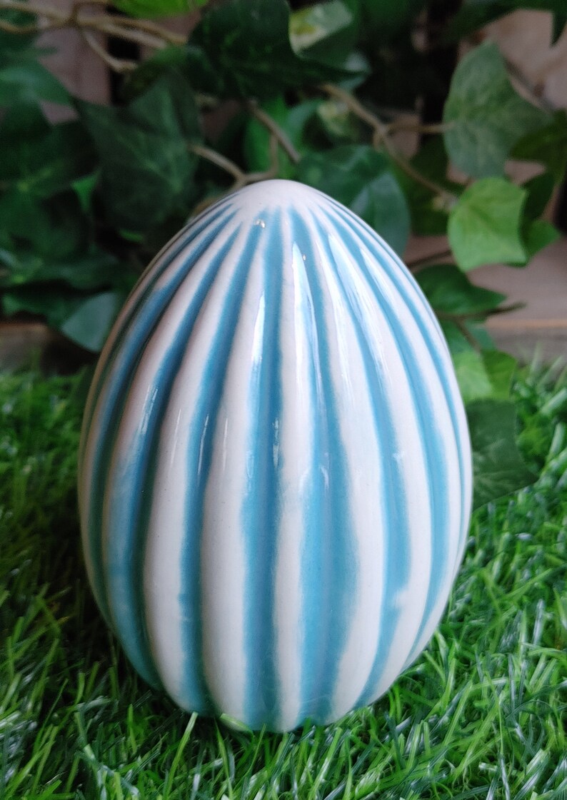 Bisque Ceramic Channel Tufted Egg DIY Egg Ready to Paint - Etsy