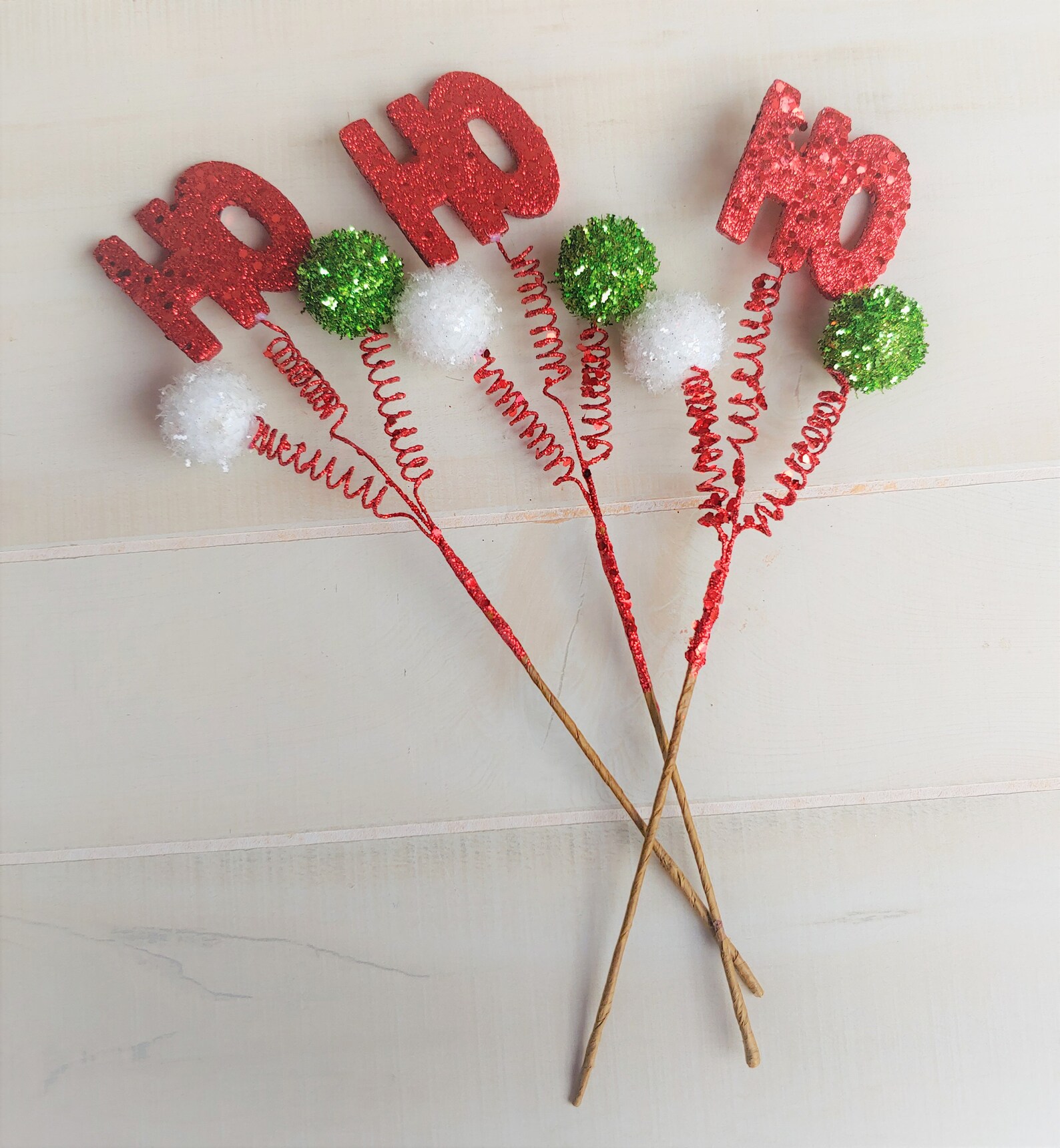 Set of 3 Christmas Ho Picks: 2.5 x 12 inches each Ho Ho Ho | Etsy