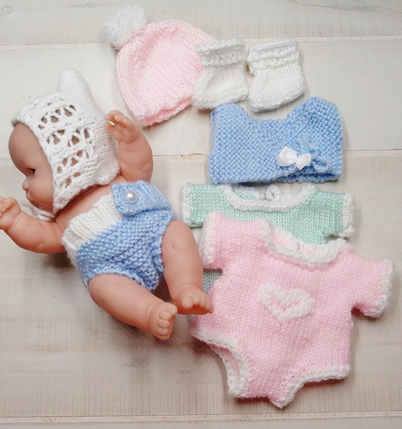 Pattern 8 Inch Berenguer Doll Knitted Layette Romper Diaper Shirt Diaper Cover Hats and Booties Pattern for 8 Doll Etsy Canada