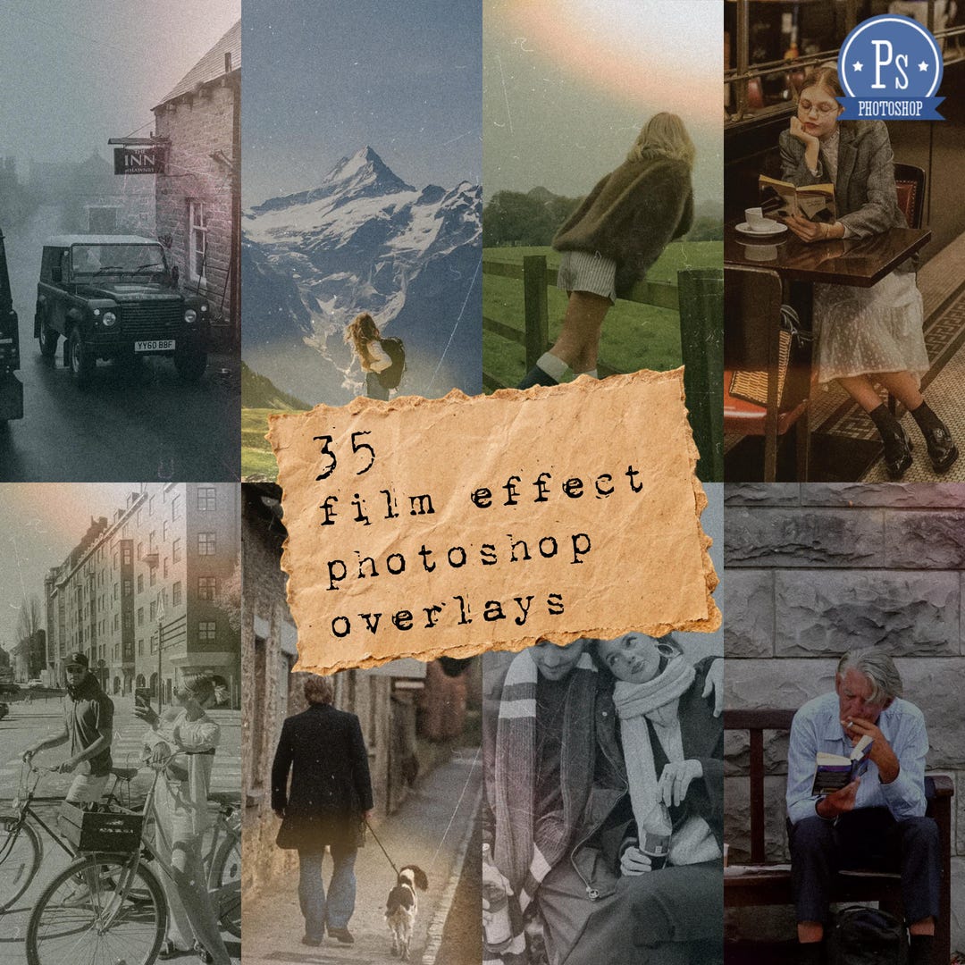 35 Photoshop Film Overlays, Film Textures Photo Overlays, Kodak ...