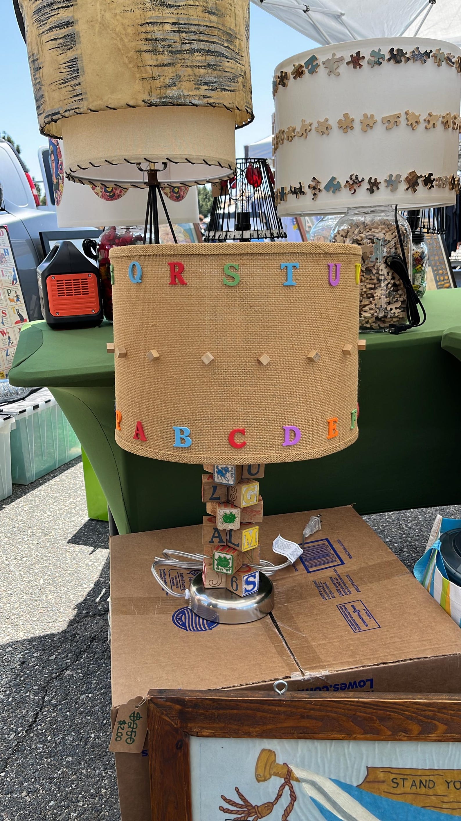 Vintage ABC Blocks Lamp, up Cycled, ABC Shade. Unique Kids Decor ...