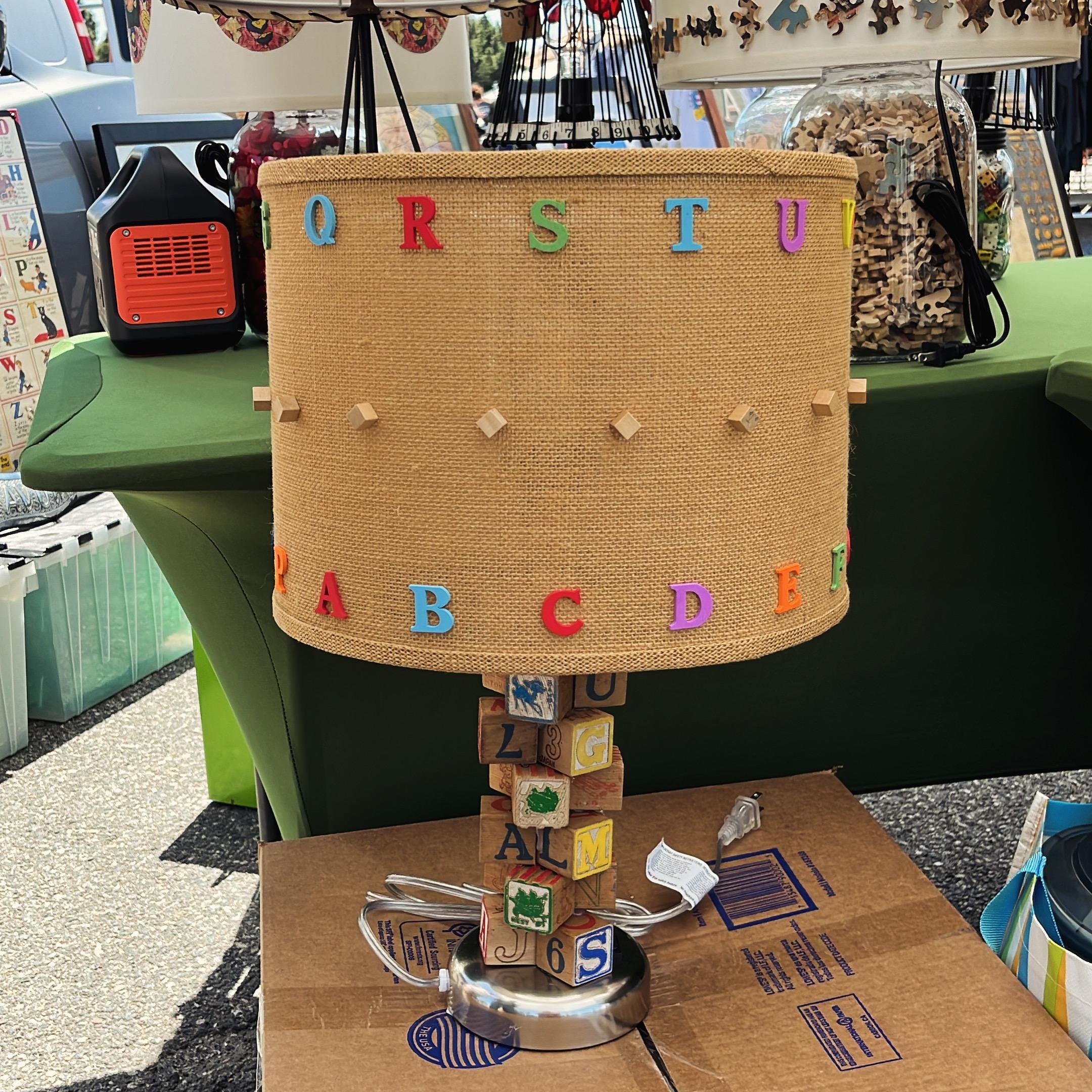 Vintage ABC Blocks Lamp, up Cycled, ABC Shade. Unique Kids Decor ...