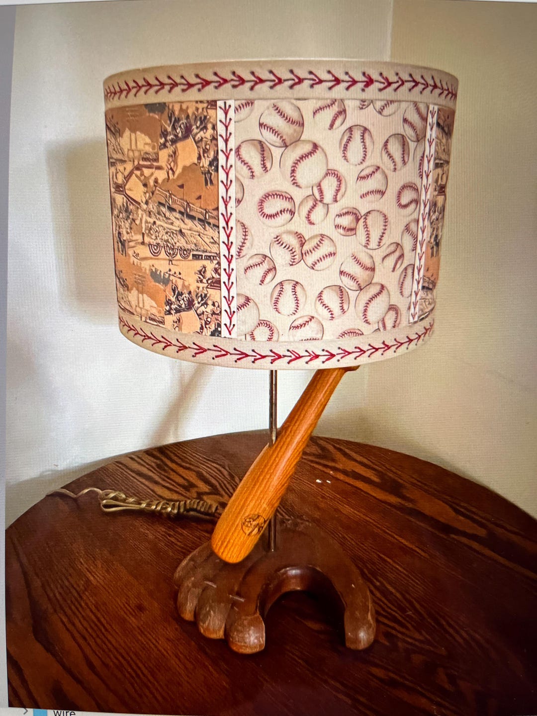 Vintage Baseball Bat Lamp Base, With Custom Baseball Themed Shade ...