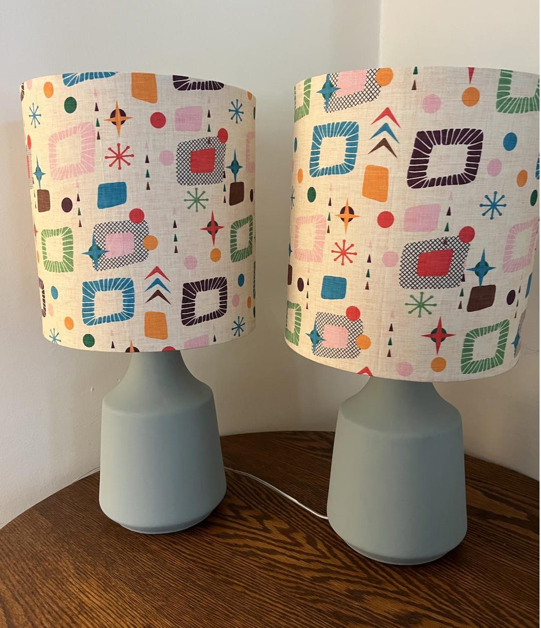 Retro 60s Style Atomic Lampshade and Upscaled Teal Ceramic Base ...