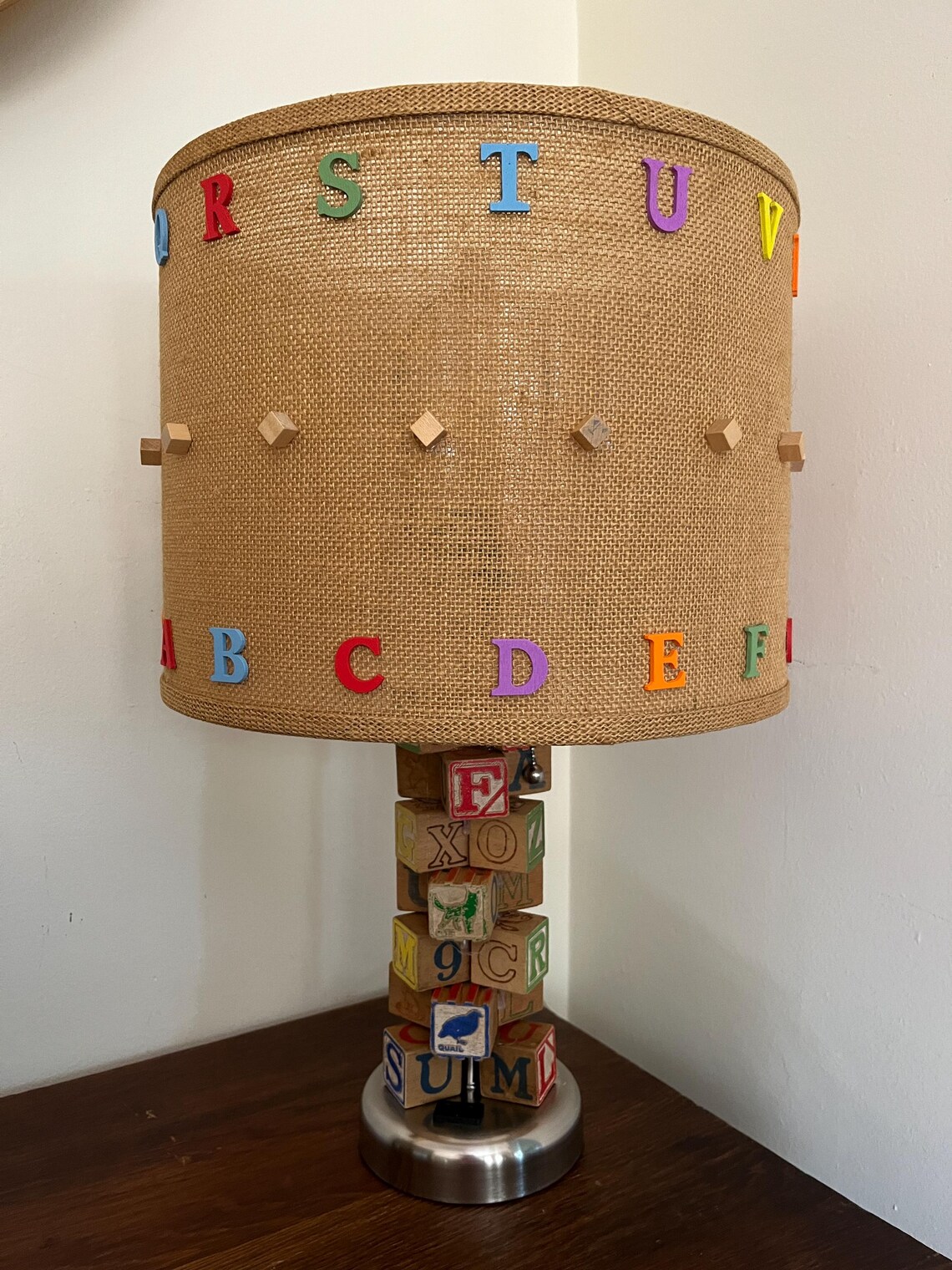 Vintage ABC Blocks Lamp, up Cycled, ABC Shade. Unique Kids Decor ...