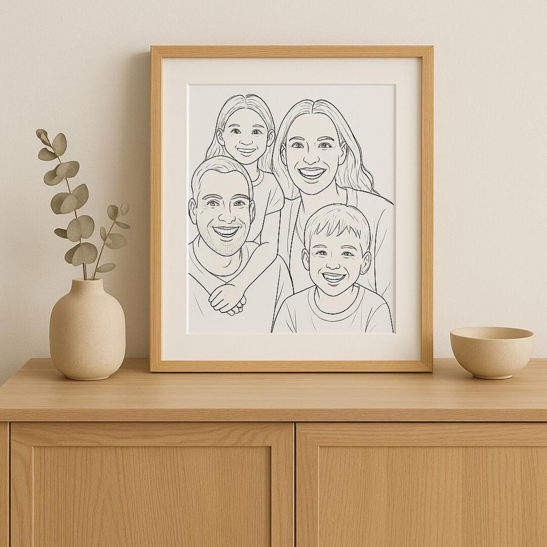 Personalizable Line Art Style Portrait Gift Custom Portrait Line Art ...