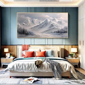 Original Abstract Snow Mountain Painting on Canvas Large Texture ...