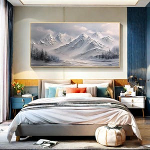 Original Abstract Snow Mountain Painting on Canvas Large Texture ...