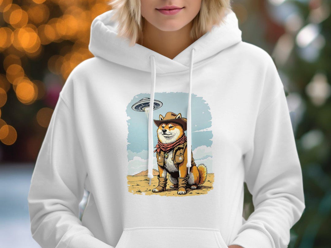 Funny Alien Shiba Inu Cowboy Tshirt, Cute Shiba Inu Hoodie, UFO Pug Dog ...