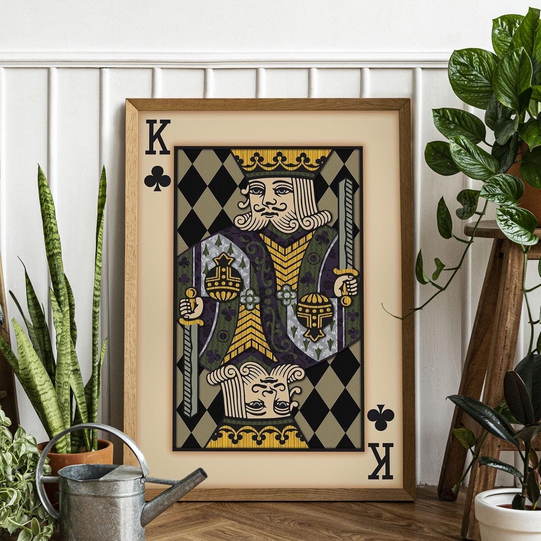 King of Clubs Vintage Playing Card Art Print - Retro Wall Art - Rustic ...
