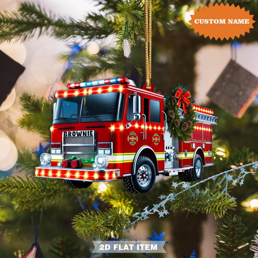 Personalized Fire Truck Ornament, Christmas Decoration, Gift for ...
