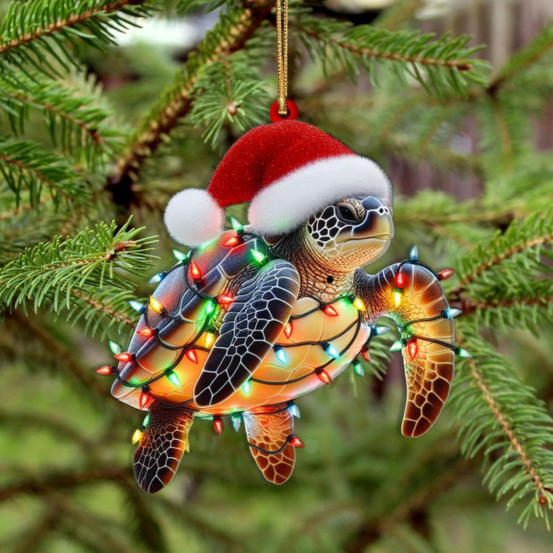 Turtle Ornaments With Christmas Light, Turtle Christmas Tree Decor ...