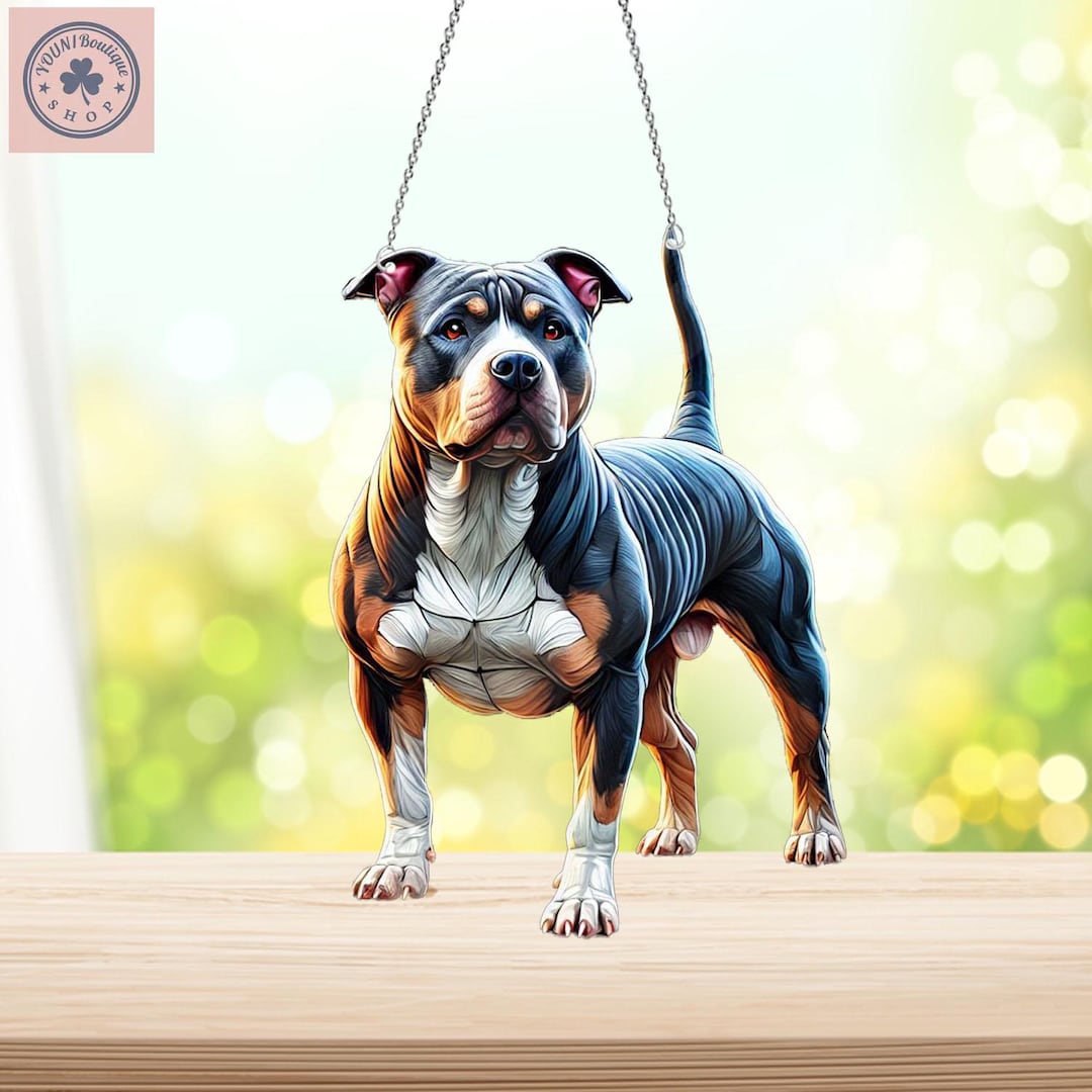 Pitbull Acrylic Window Hanging, Pitbull Window Decor, Home Decor ...