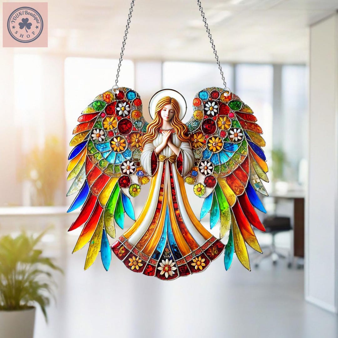 Angel Acrylic Window Hanging, Religious Home Decor, Gift for Angel ...