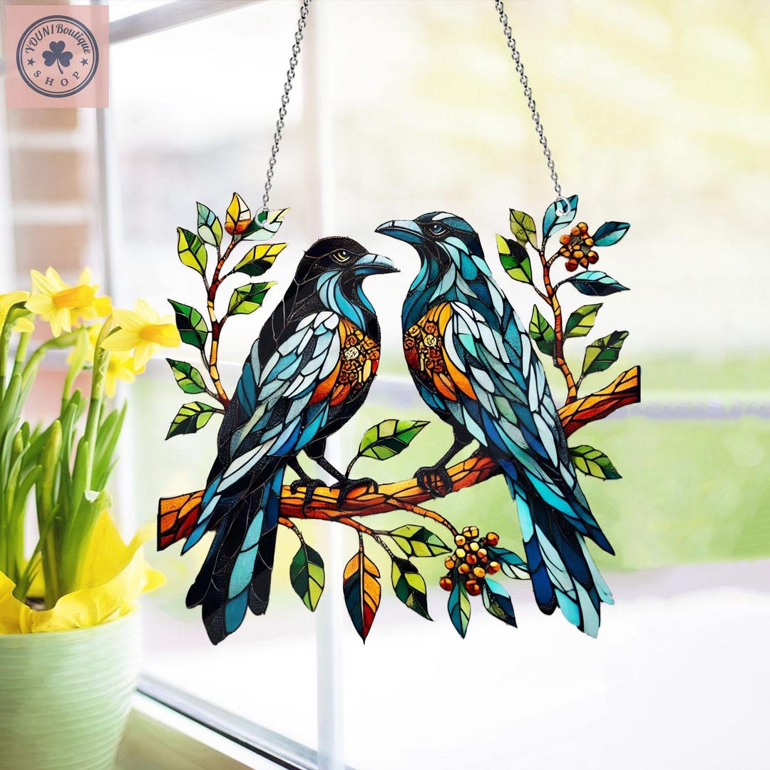 Crow Acrylic Window Hanging, Raven Window Hanging Arts, Raven Home ...