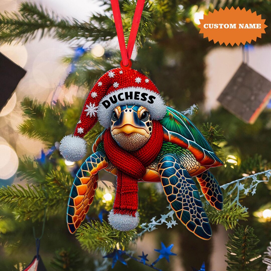 Personalized Turtle Christmas Ornaments, Turtle Christmas Tree Decor ...