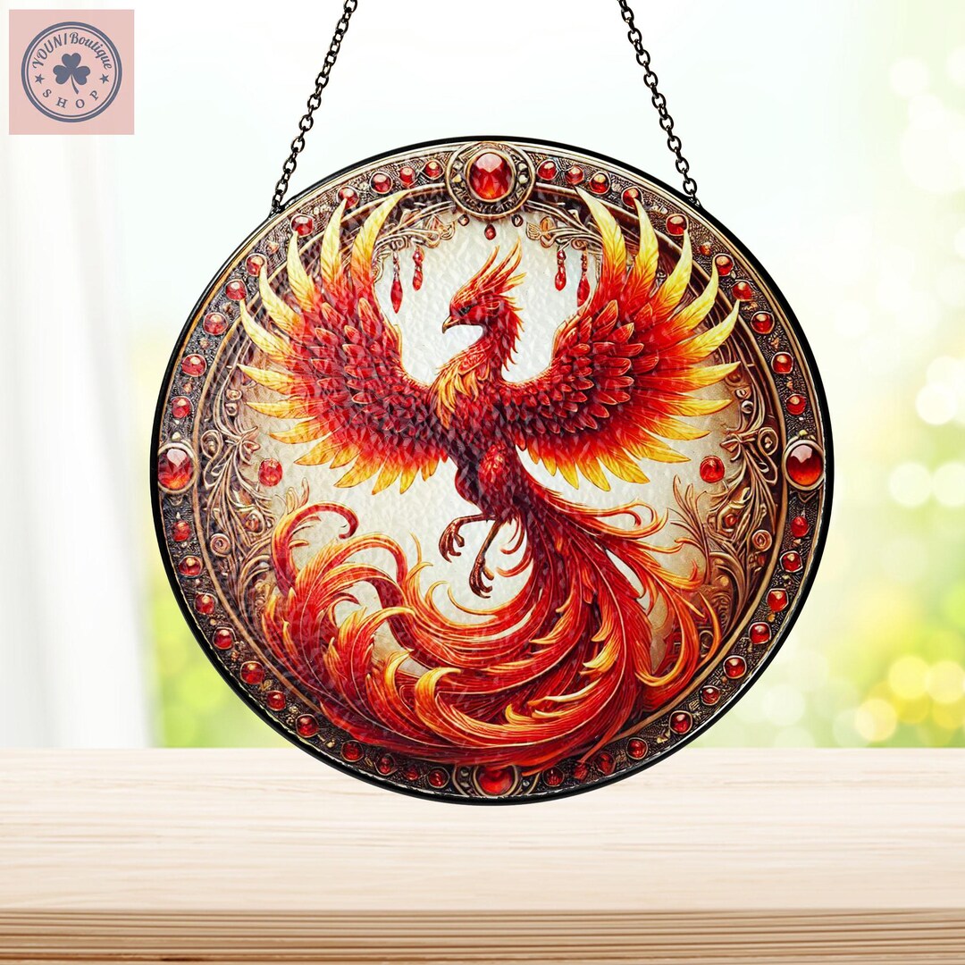 Phoenix Stained Glass , Phoenix Window Deocr, Window Hanging, Phoenix ...
