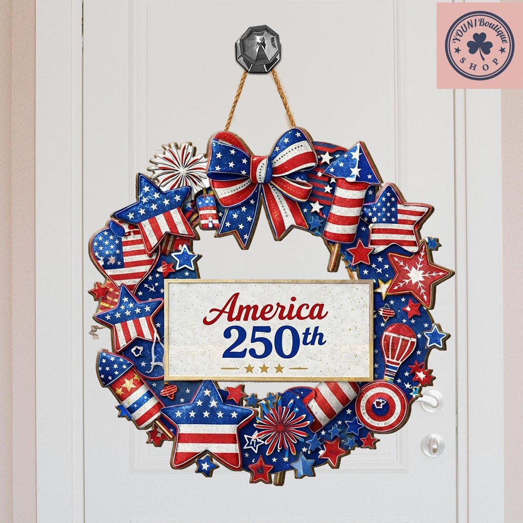 America 250th Patriotic Door Hanger, Red White Blue USA Independence ...