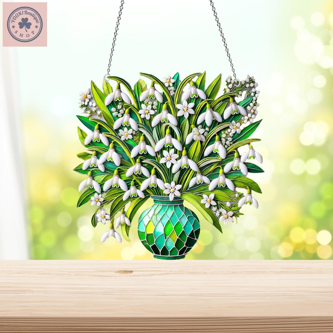 Snowdrop Flower Acrylic Window Hanging, Birthday Gifts, Mom Gifts ...