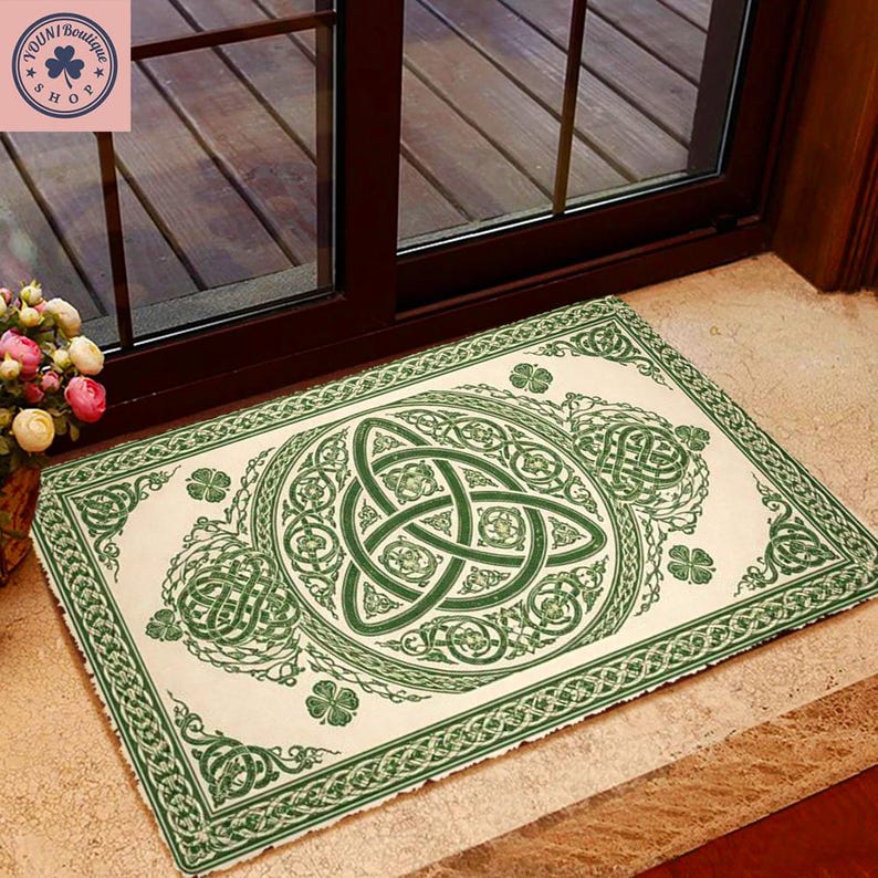 Celtic Knot Doormat, Green Shamrock Irish Entry Rug, Farmhouse Decor - Etsy