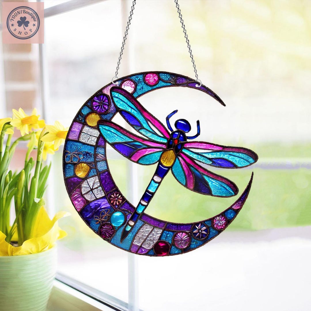Dragonfly Acrylic Window Hanging, Dragonfly Colourful, Window Hanging ...