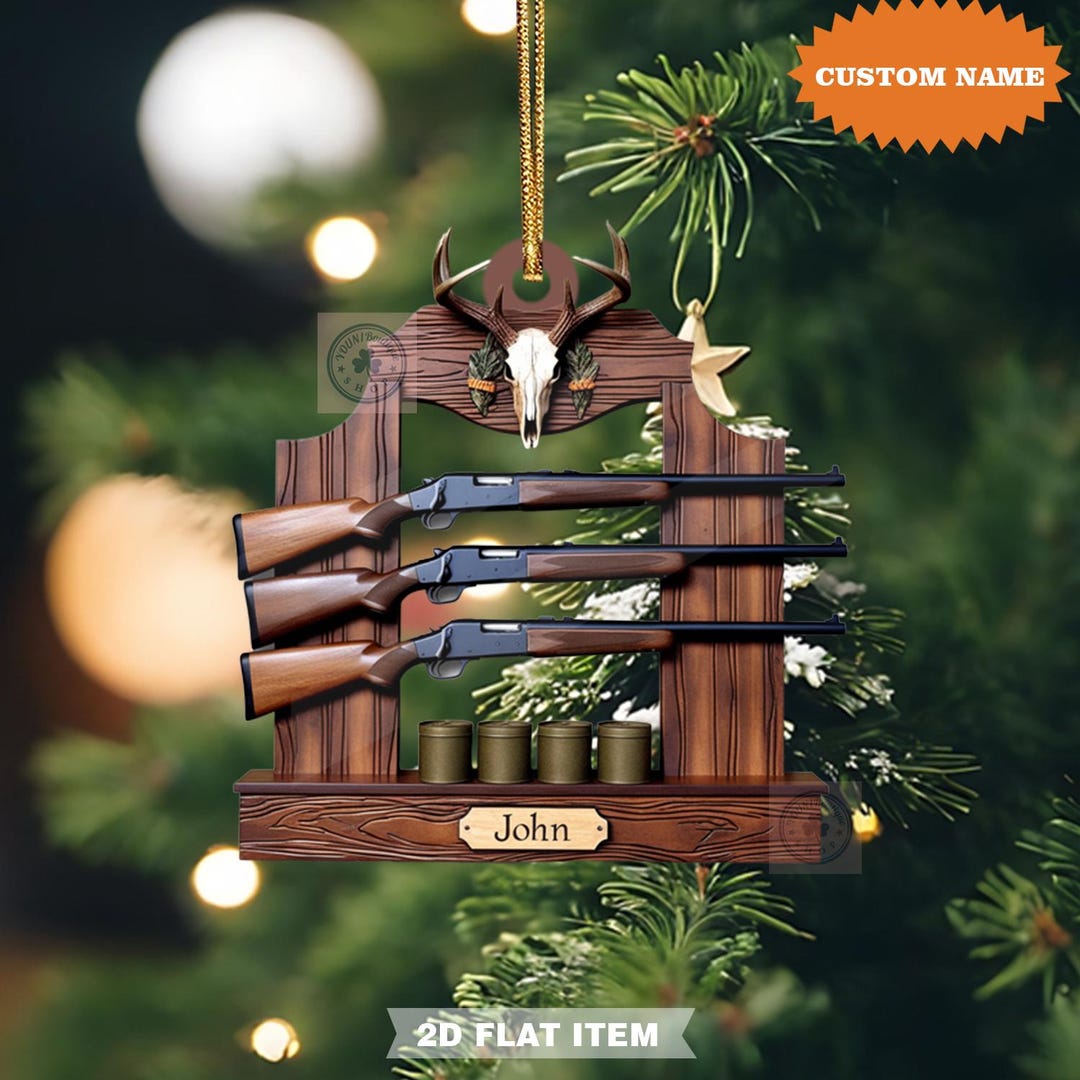 Personalized Gun Shelf Christmas Ornament, 2D Flat Ornament, Christmas ...