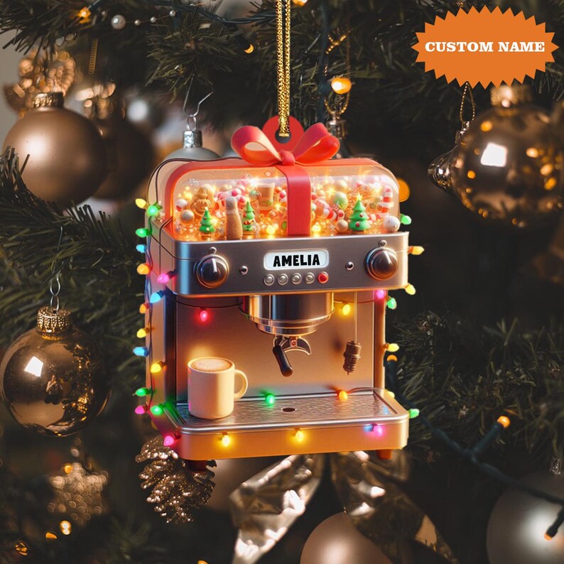 Personalized Coffee Machine Christmas Ornament, Christmas Gift, Coffee ...