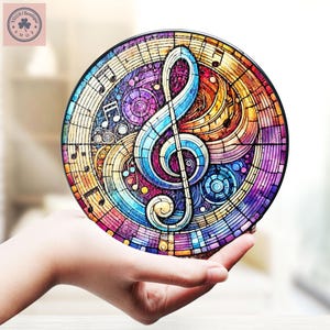 Music Clef Stained Glass, Music Teacher Suncatcher Ornament, Music ...