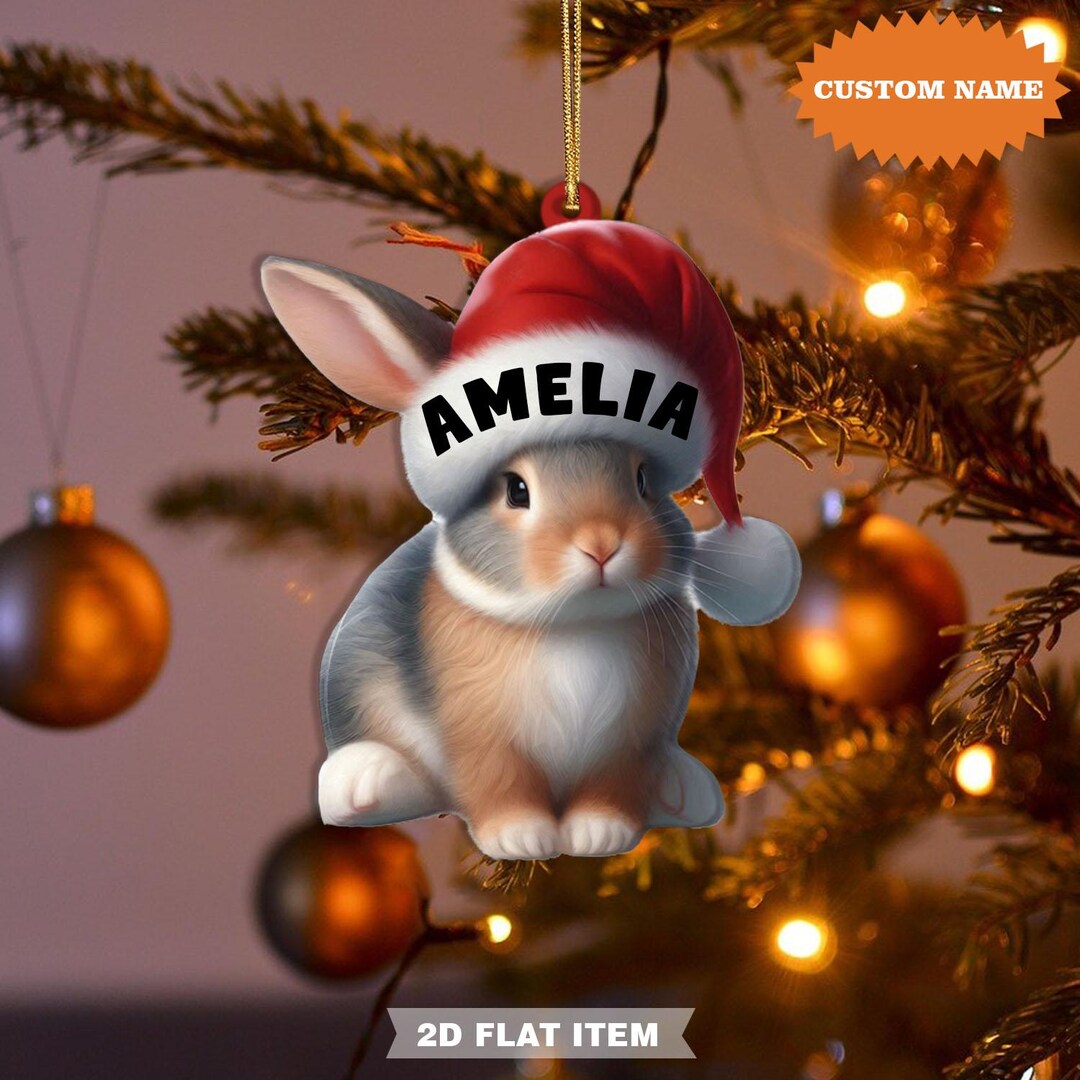 Personalized Rabbit Christmas Ornaments, Rabbit Christmas Ornaments ...
