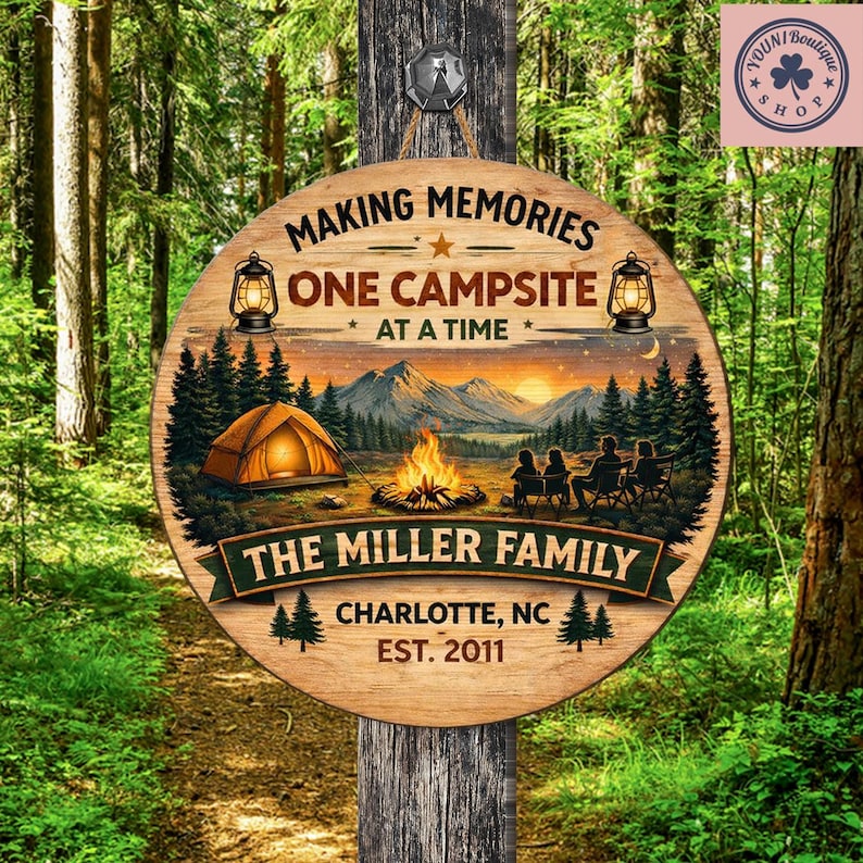 Custom Camping Sign for Family, Personalized Campsite Decor, RV Camping ...
