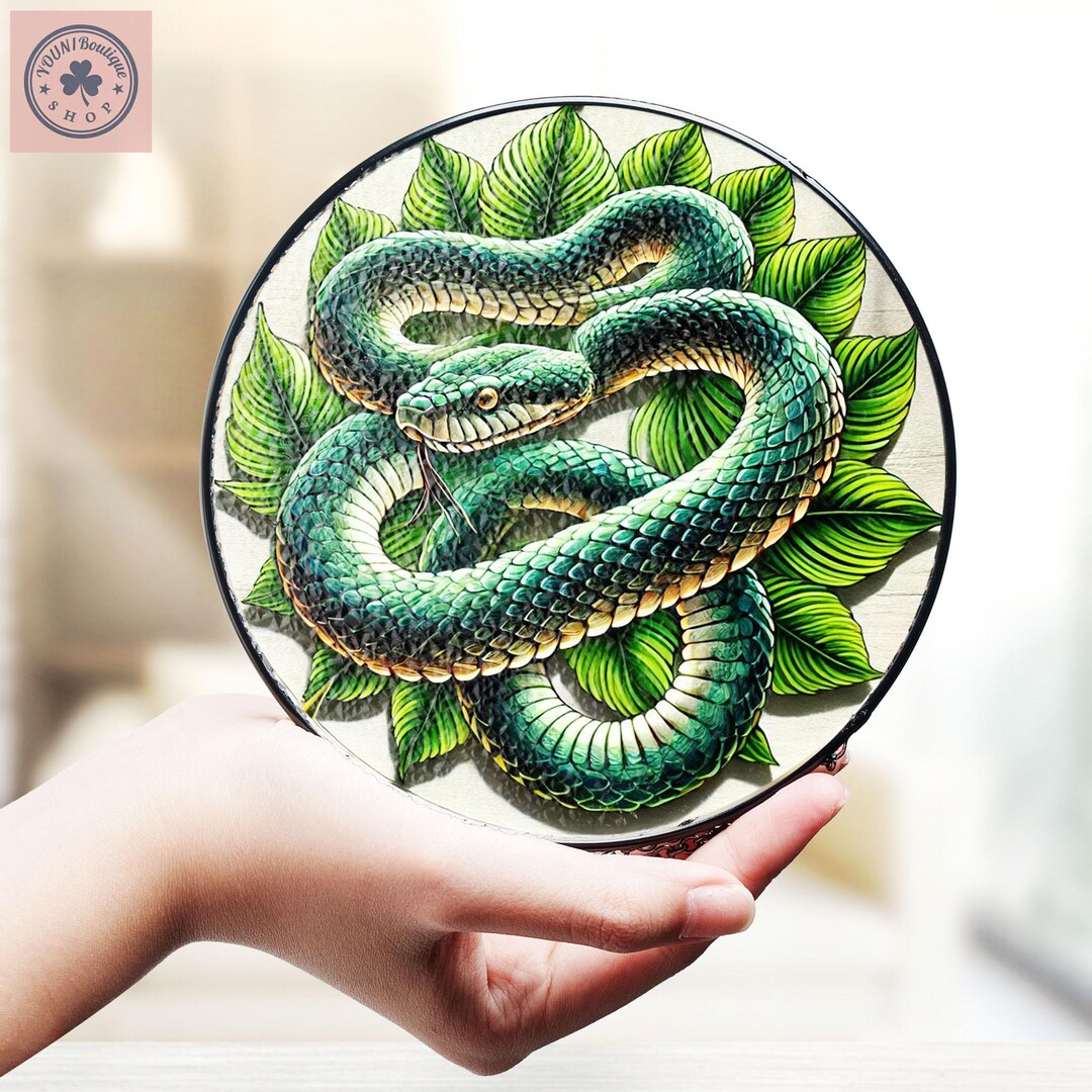 Snake Stained Glass, Green Snake Acrylic Suncatcher, Window Decor ...